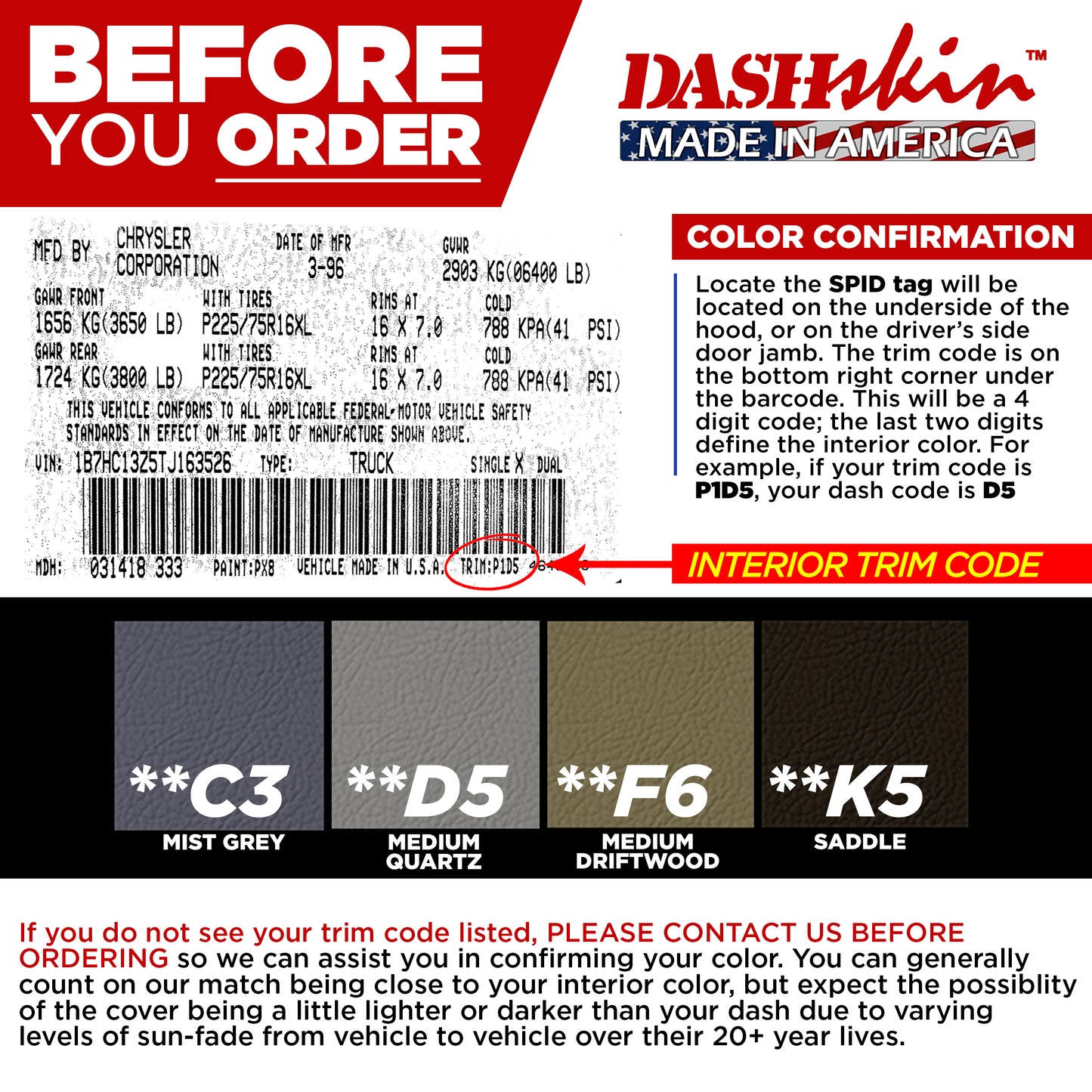 1994-1997 Dodge Ram Aerosol Colormatched Dash Paint for Vinyl Leather ...
